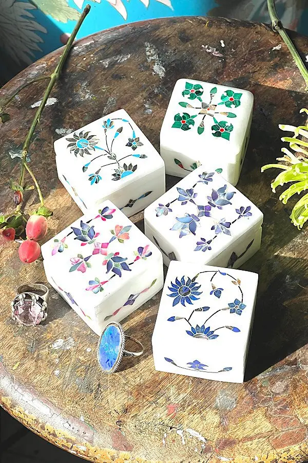 ANNA CORINNA Marble Inlaid Ring Box - Malachite