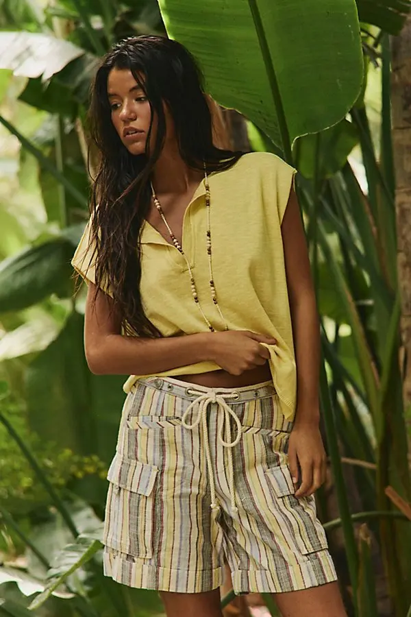 Free People Frankie Striped Cargo Shorts - Multi Combo