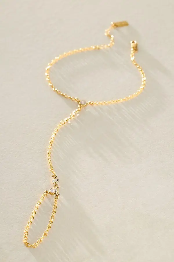 SET & STONES Hand Chain With Cubic Zirconia - Gold