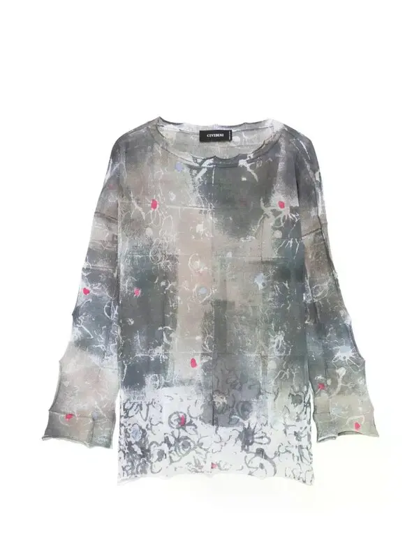 CIVIDINI Patterned Notch Neck Sweater