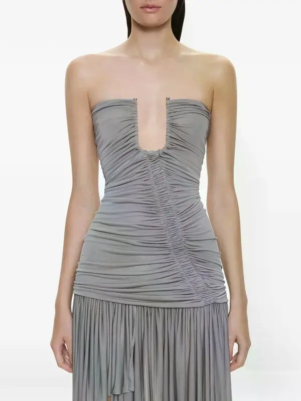 Christopher Esber Arced Orion Ruched Strapless Dress - Grey