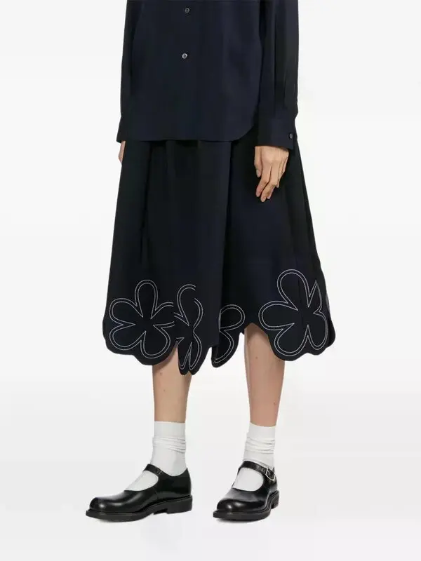 Comme Des Garçons Flower-embellished Skirt