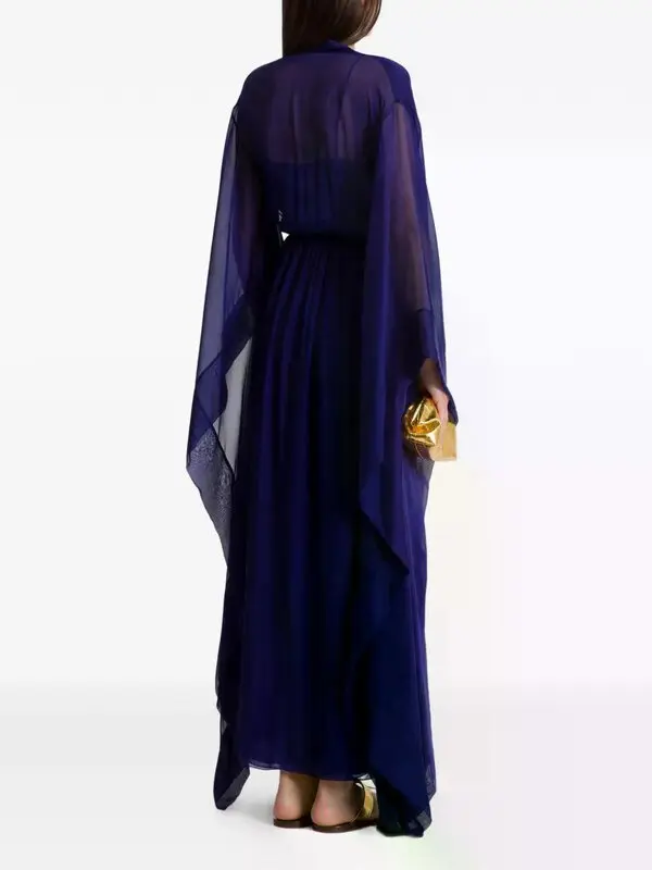 Alberta Ferretti Flowing Sleeves Silk Maxi Dress - Blue