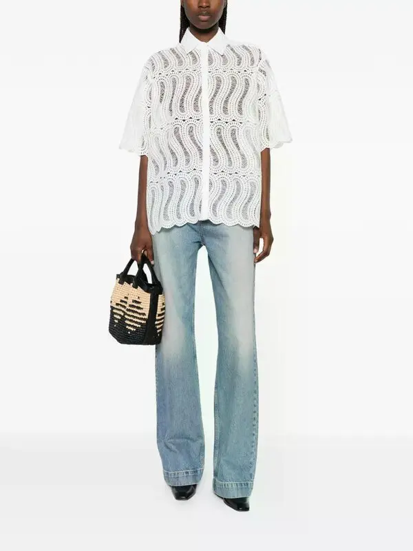 Raquel Diniz Lace Shirt With Scalloped Edge - White