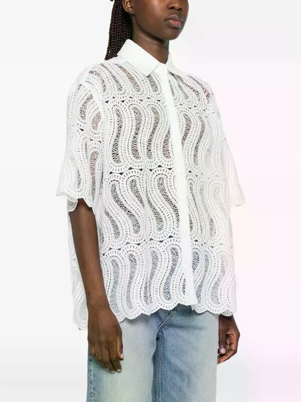 Raquel Diniz Lace Shirt With Scalloped Edge - White