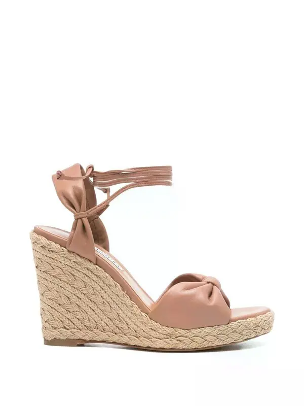 AQUAZZURA Knot Wedge Espadrilles - Neutrals