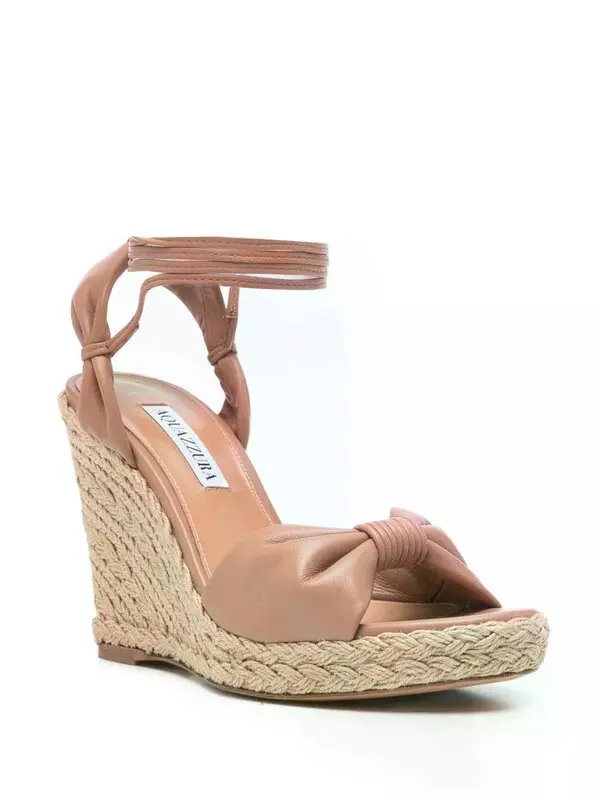 AQUAZZURA Knot Wedge Espadrilles - Neutrals