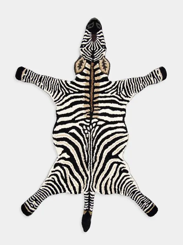 DOING GOODS Large Stripey Zebra Rug - White