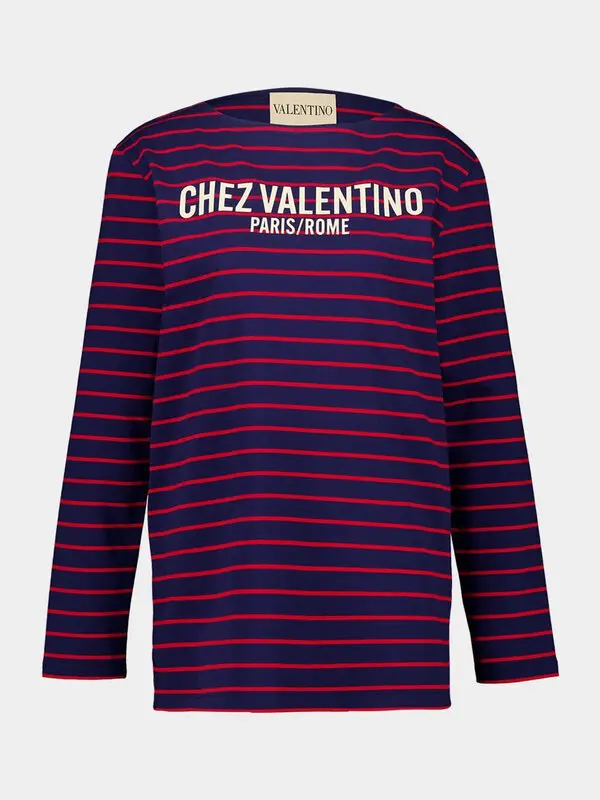 Valentino Garavani Chez Striped Long Sleeve Top - Multicolour