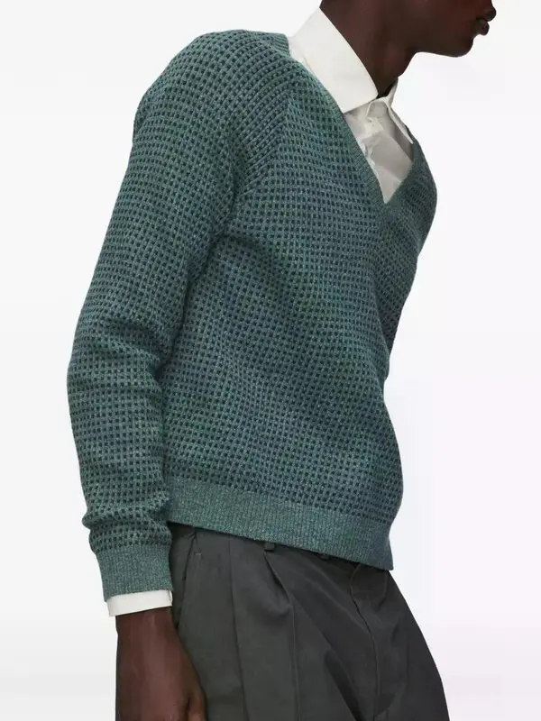 MAISON MARGIELA Waffle Knit V-neck Sweater