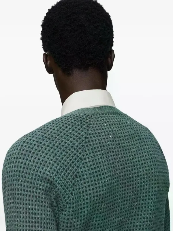 MAISON MARGIELA Waffle Knit V-neck Sweater