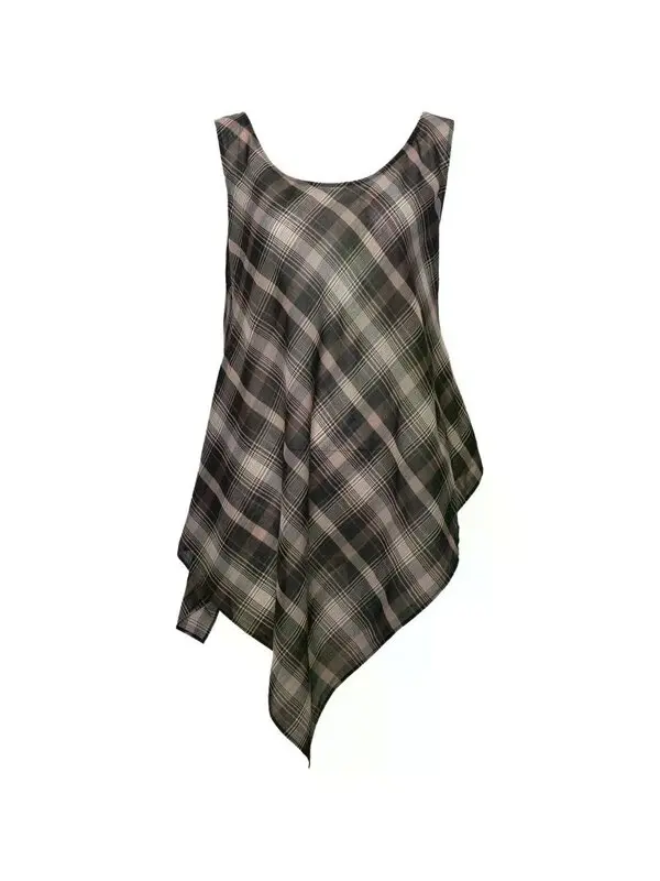 Y’s Asymmetric Check Tank Top