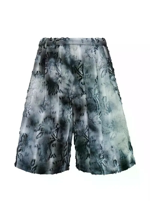 TAAKK Bleached Effect Checkered Shorts