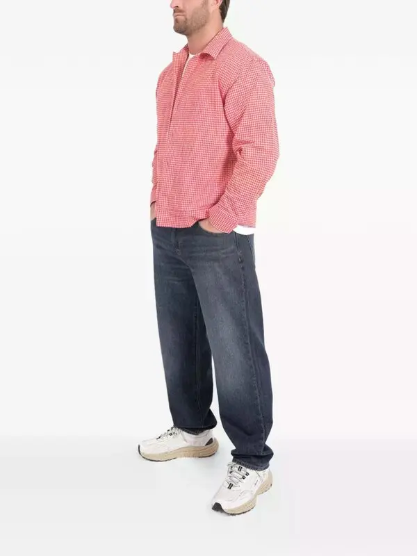 Nn07 Reed Checked Button Shirt - Red
