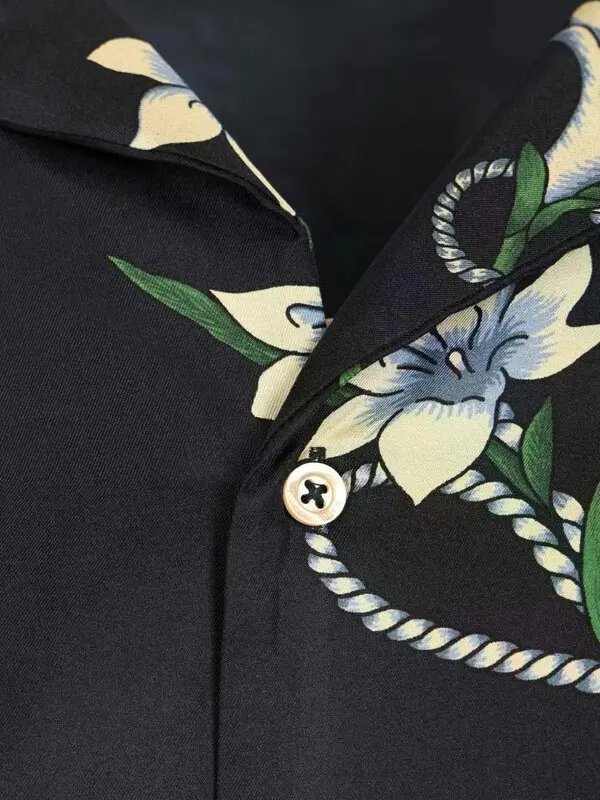 Drole De Monsieur Shell Floral Silk Shirt