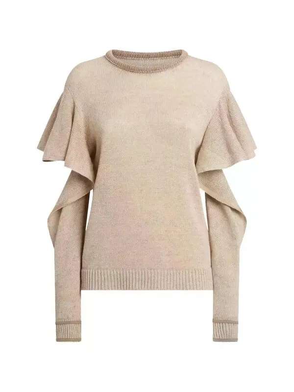 Moschino Ruffled-sleeve Knitted Jumper - Neutrals