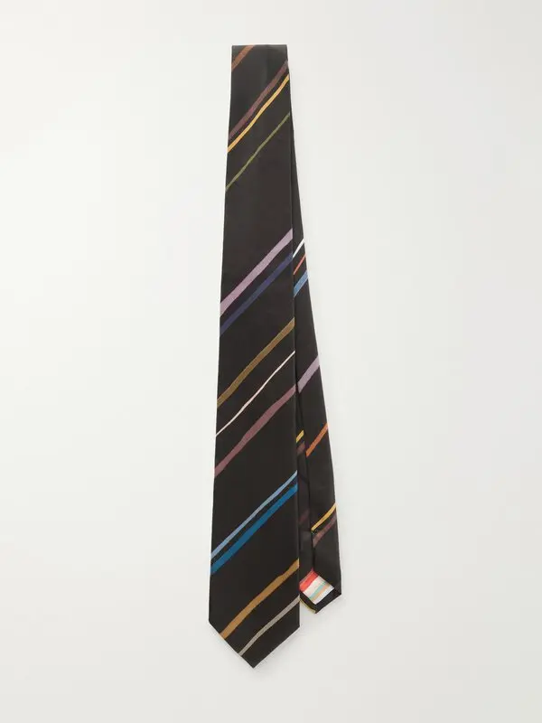 Paul Smith 8cm Striped Silk Neck Tie - Black