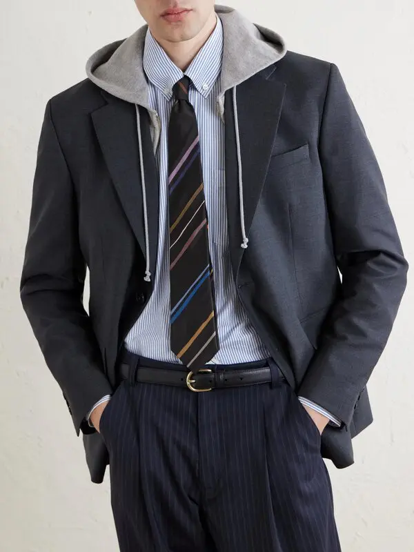 Paul Smith 8cm Striped Silk Neck Tie - Black