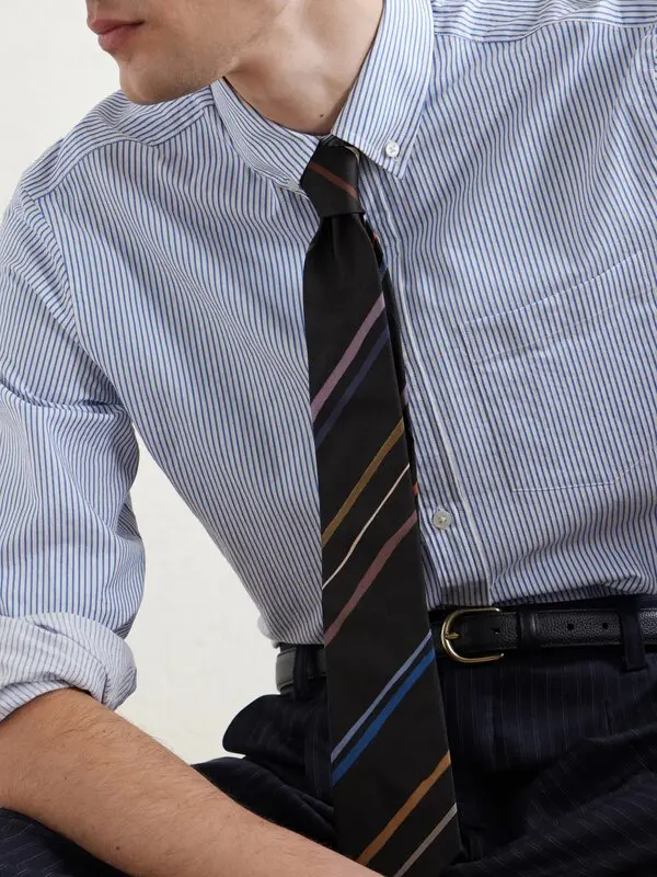 Paul Smith 8cm Striped Silk Neck Tie - Black
