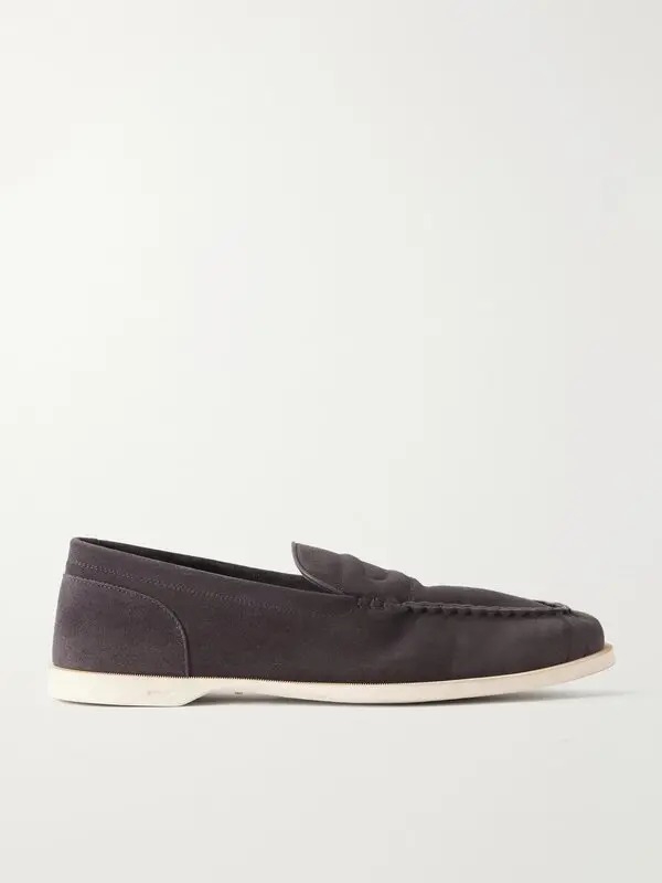 John Lobb Pace Suede Loafers - Gray
