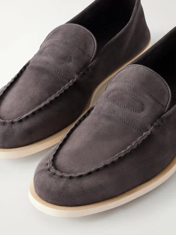 John Lobb Pace Suede Loafers - Gray