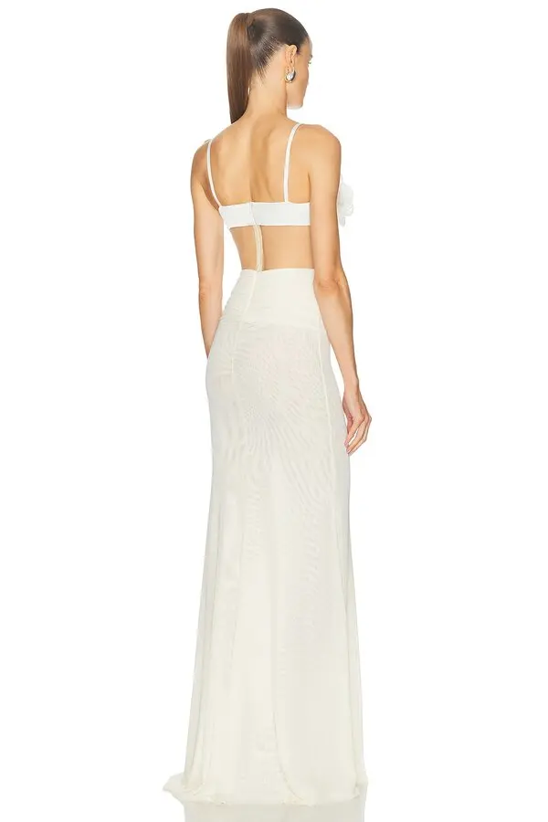 David Koma 3d Flower Embroidered Mesh Gown