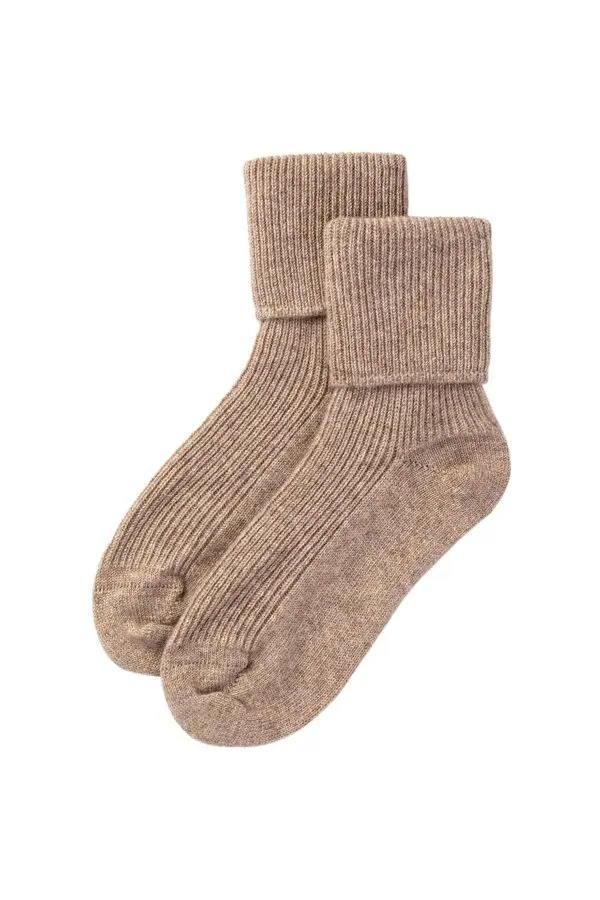 Johnstons Of Elgin Cashmere Lounge Socks - Brown