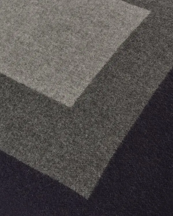 Johnstons Of Elgin Art Geometric & Grey Cashmere Cushion - Navy