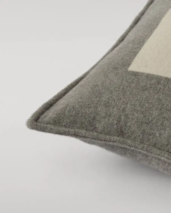 Johnstons Of Elgin Art Geometric Grey & Cashmere Cushion - Natural