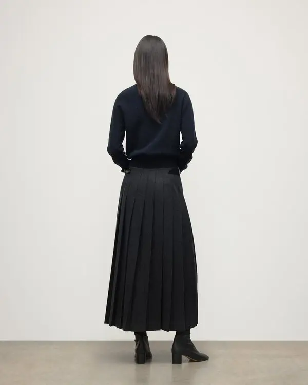 Johnstons Of Elgin Collaboration Long Pleated Wool And Cashmere Kilt