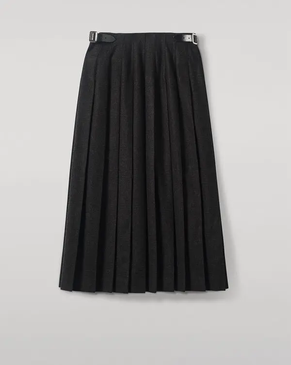 Johnstons Of Elgin Collaboration Long Pleated Wool And Cashmere Kilt