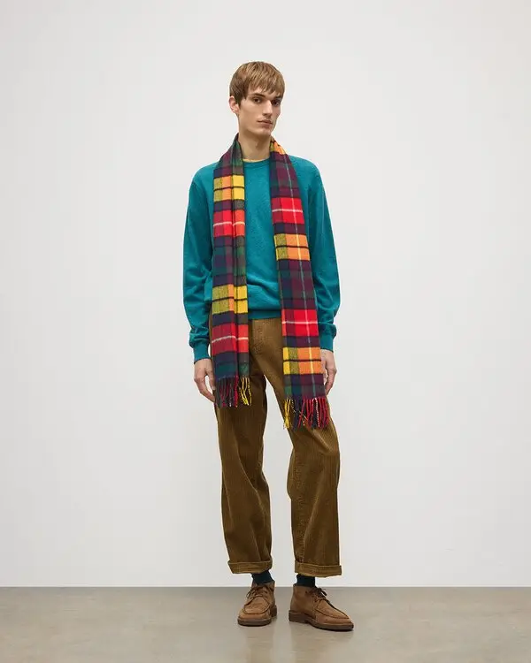 Johnstons Of Elgin Buchanan Tartan Wide Cashmere Scarf