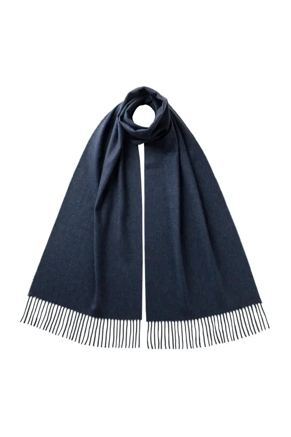 Johnstons Of Elgin Wide Cashmere Scarf - Navy