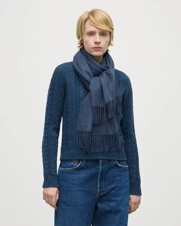 Johnstons Of Elgin Wide Cashmere Scarf - Navy