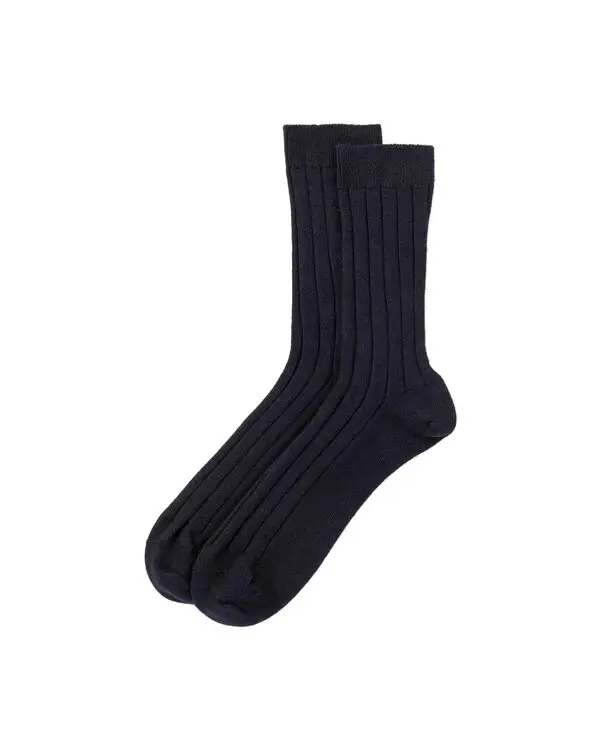 Johnstons Of Elgin Cashmere Ribbed Socks - Navy
