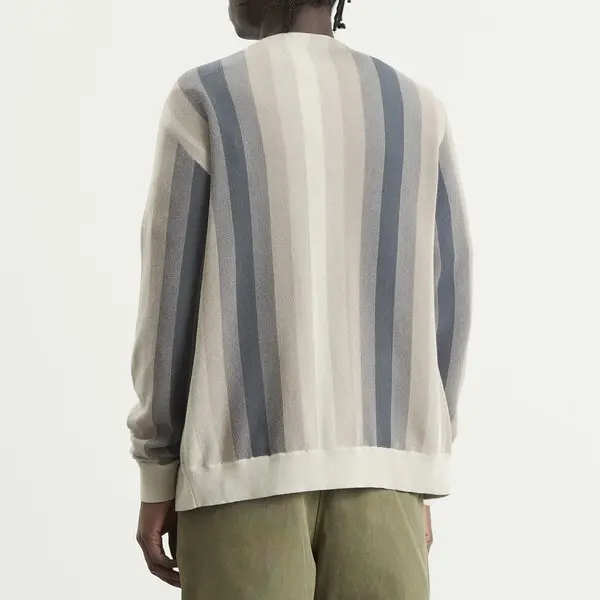 BEAMS Multi Stripe Cardigan - Grey