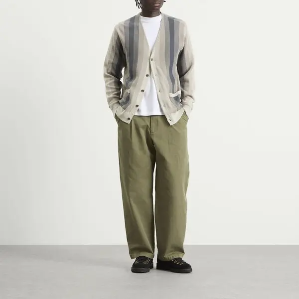 BEAMS Multi Stripe Cardigan - Grey