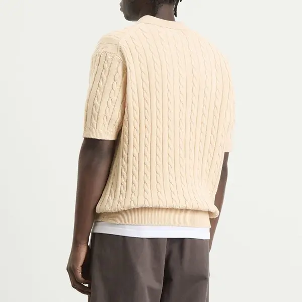 BEAMS Cable Knit Polo - Beige