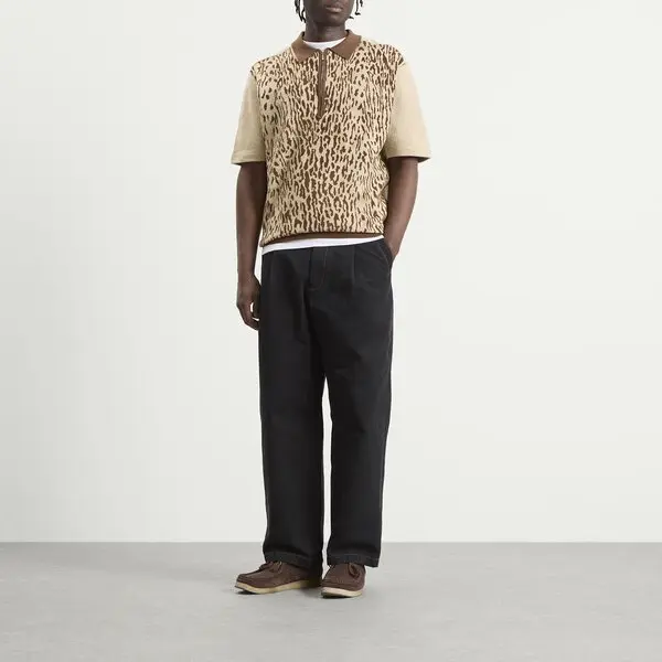 BEAMS Animal Jacquard Knit Polo - Giraffe