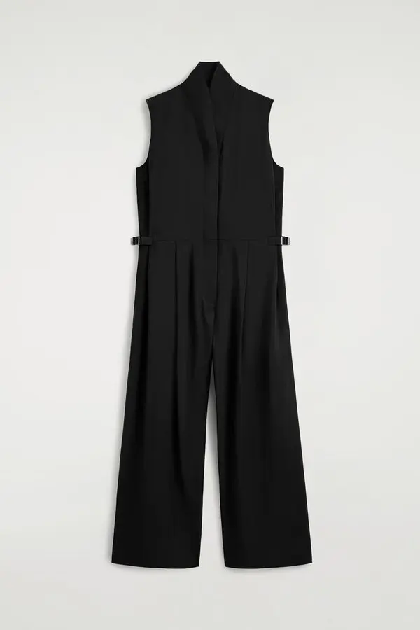 Cos Shawl-collar Utility Romper - Black