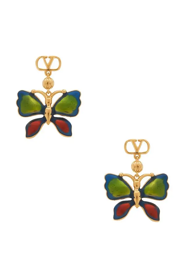 Valentino Garavani Vouloirvolver Butterfly Dangle Earrings - Oro & Multicolor