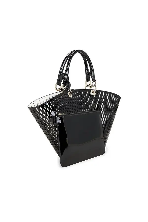 TOM FORD Cut Out Patent Leather Medium Panier Bag