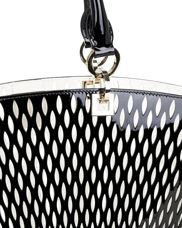 TOM FORD Cut Out Patent Leather Medium Panier Bag - Black