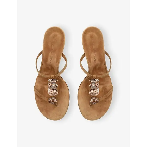 Christopher Esber Sundial Seashell Suede Heeled Sandals