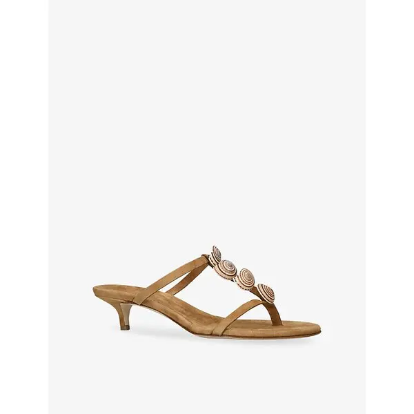 Christopher Esber Sundial Seashell Suede Heeled Sandals