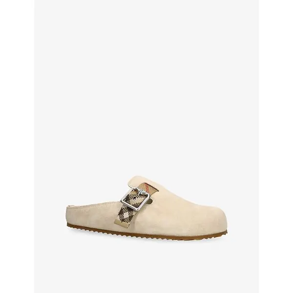 Burberry Urchin Suede Clogs - Cream