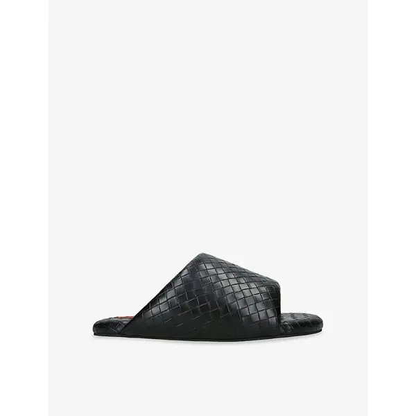 SIMONMILLER Woven Leather Sliders - Black