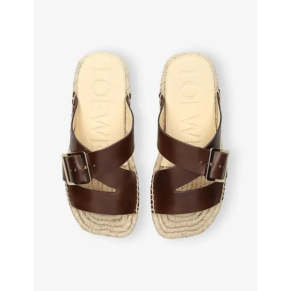 Loewe Petal Leather Espadrille Sliders