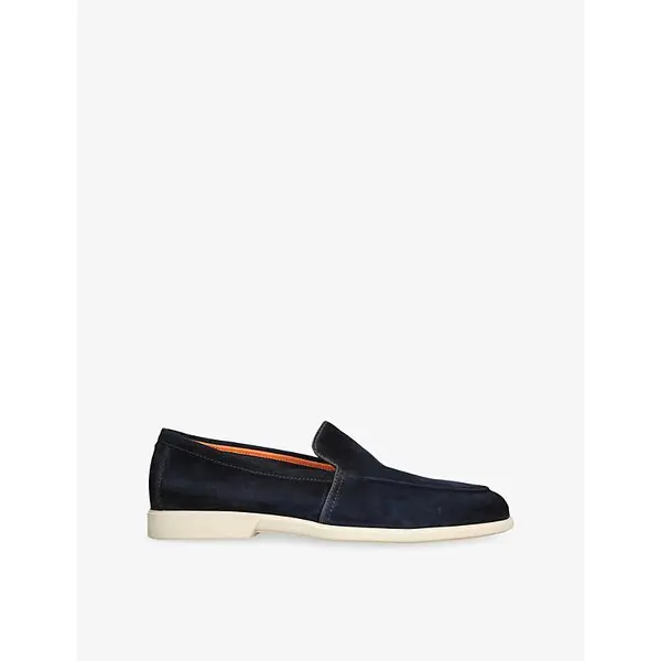 Santoni Malibu Contrast-sole Suede Loafers - Navy