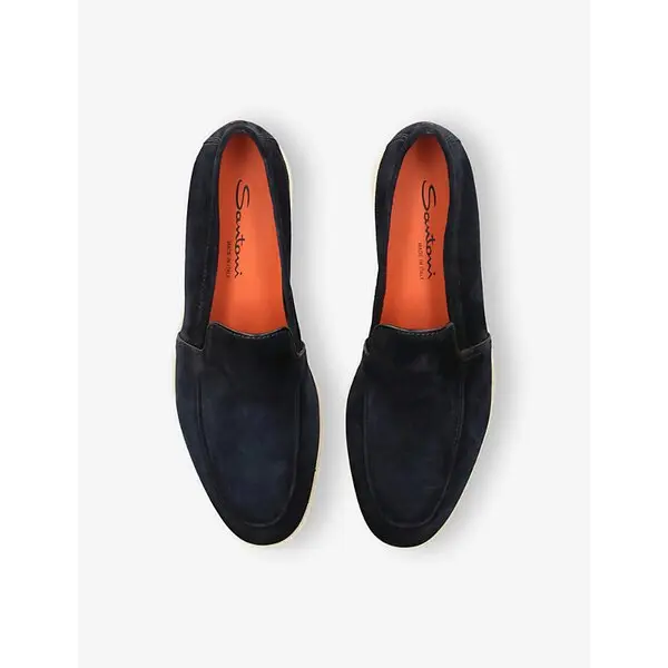 Santoni Malibu Contrast-sole Suede Loafers - Navy